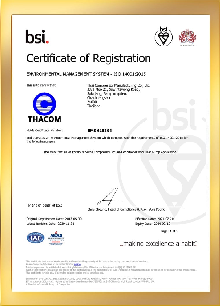 Thai Compressor Manufacturing Co.,Ltd. | About Us